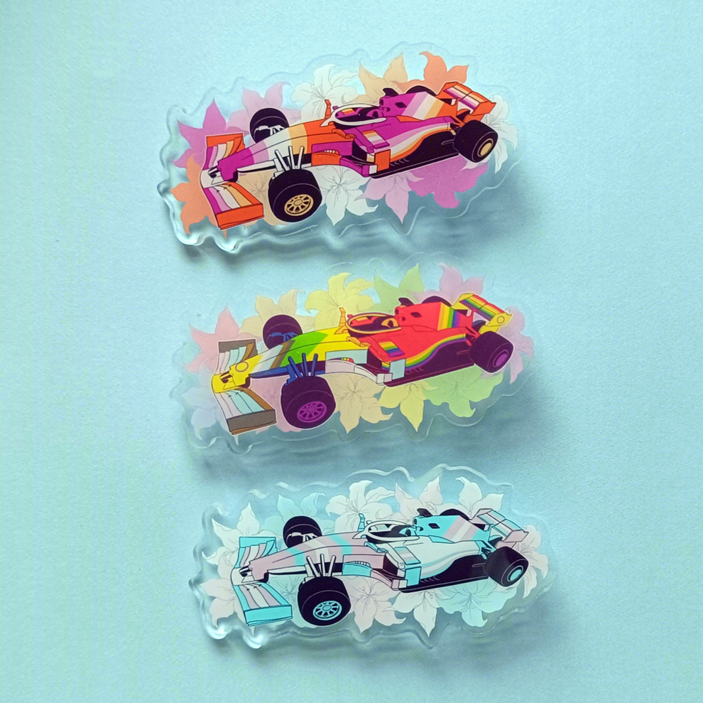Pride Livery Acrylic Pin Badges - F1 Motorsport – HayleyMulch